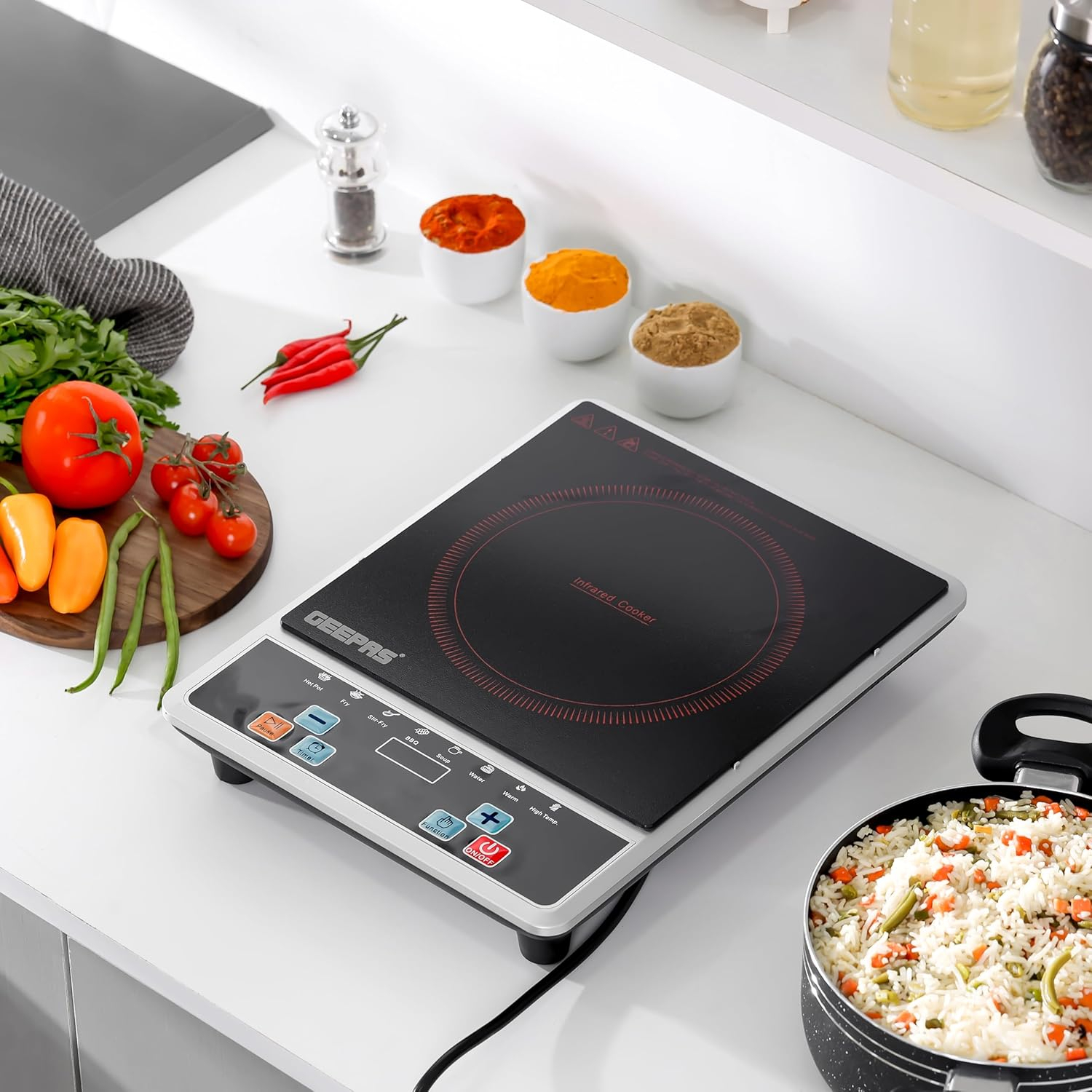 Geepas Digital Infrared Cooker- GIC6101N| Single Cooking Hob, 2000-Watt ...